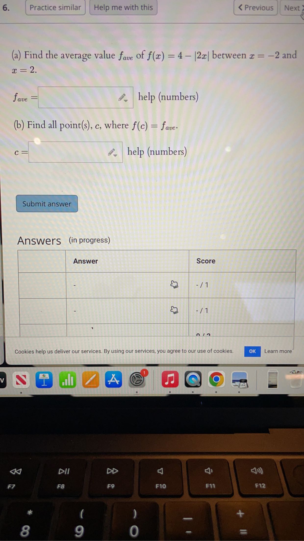 Solved (a) Find the average value fave of f(x)=4−∣2x∣ | Chegg.com