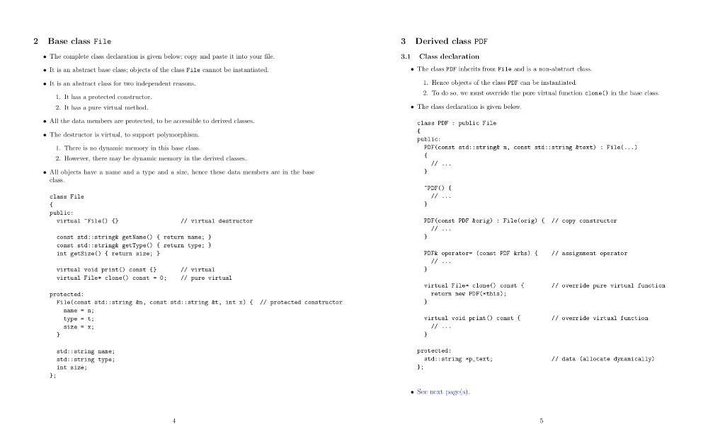 Solved 2 Base class File 3 Derived class PDF 3.1 Class | Chegg.com