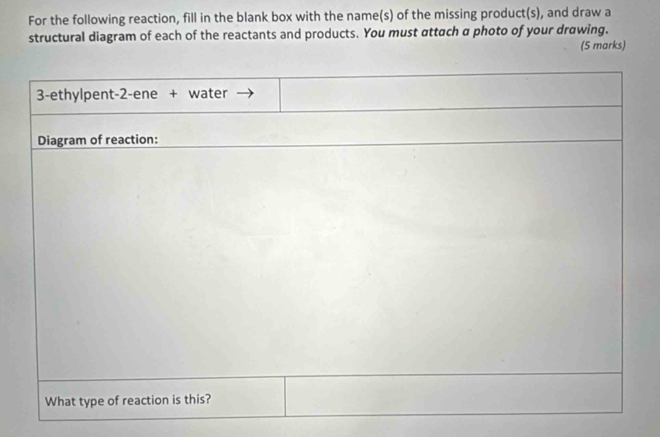 Solved For the following reaction, fill in the blank box | Chegg.com