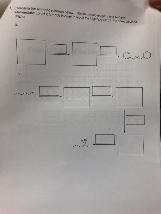 Solved , Complete the synthetic schemes below. Fill in the | Chegg.com