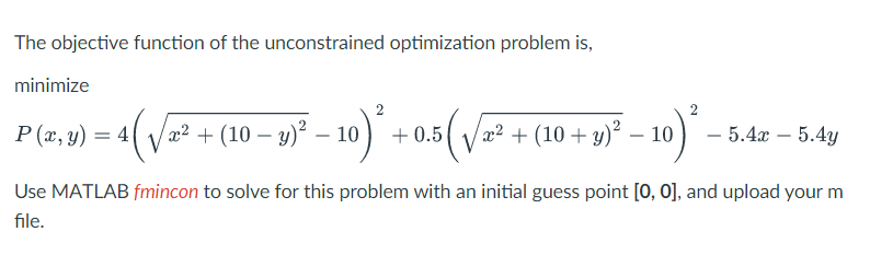 The Objective Function Of The Unconstrained