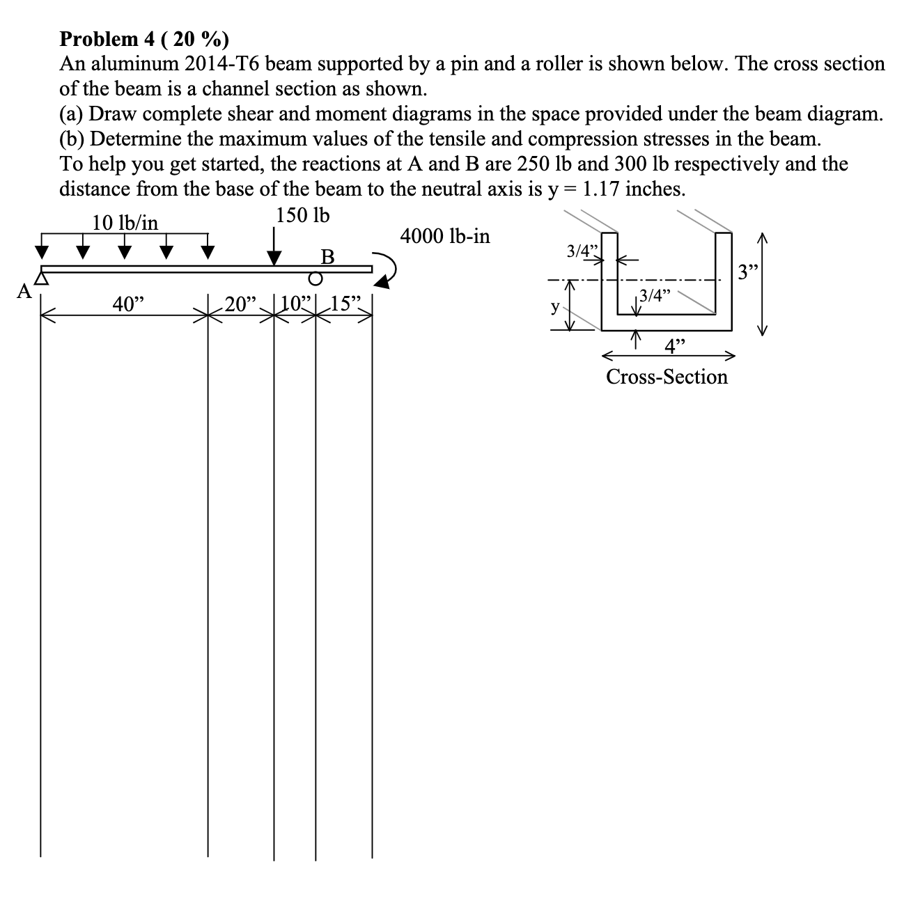 Solved Problem 4(20%)An aluminum 2014-T6 ﻿beam supported by | Chegg.com