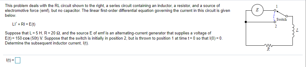 Solved This problem deals with the RL circuit shown to the | Chegg.com