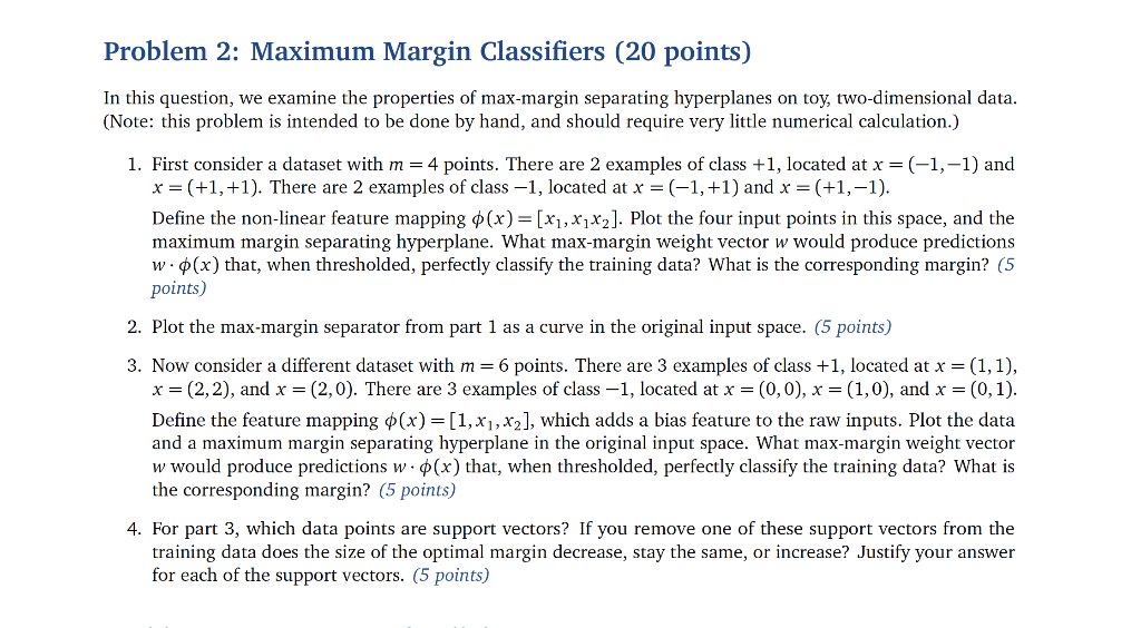 Can You Solve This Maximum Margin Classifier For 
