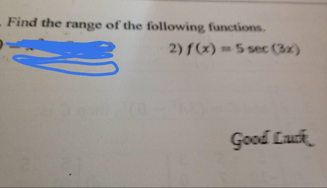 Solved Find the range of the following functions, 2) f(x) = | Chegg.com