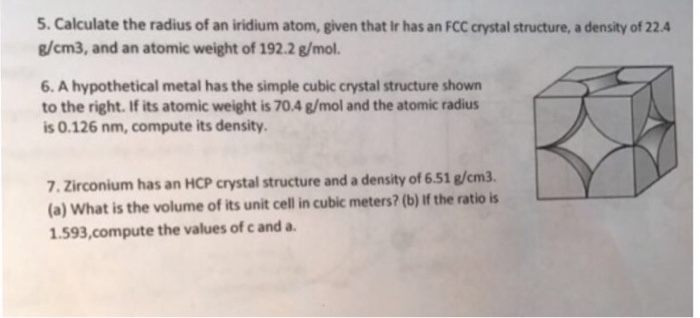 Solved Calculate the radius of an iridium atom, given that | Chegg.com