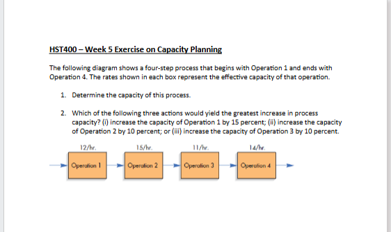 Solved HST400 - ﻿Week 5 ﻿Exercise on Capacity PlanningThe | Chegg.com
