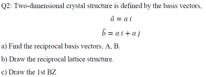 Solved Q2: Two-dimensional crystal structure is defined by | Chegg.com