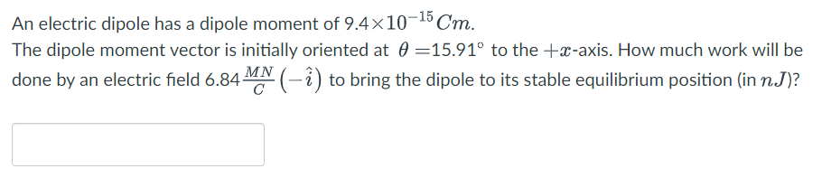 Solved An electric dipole has a dipole moment of | Chegg.com