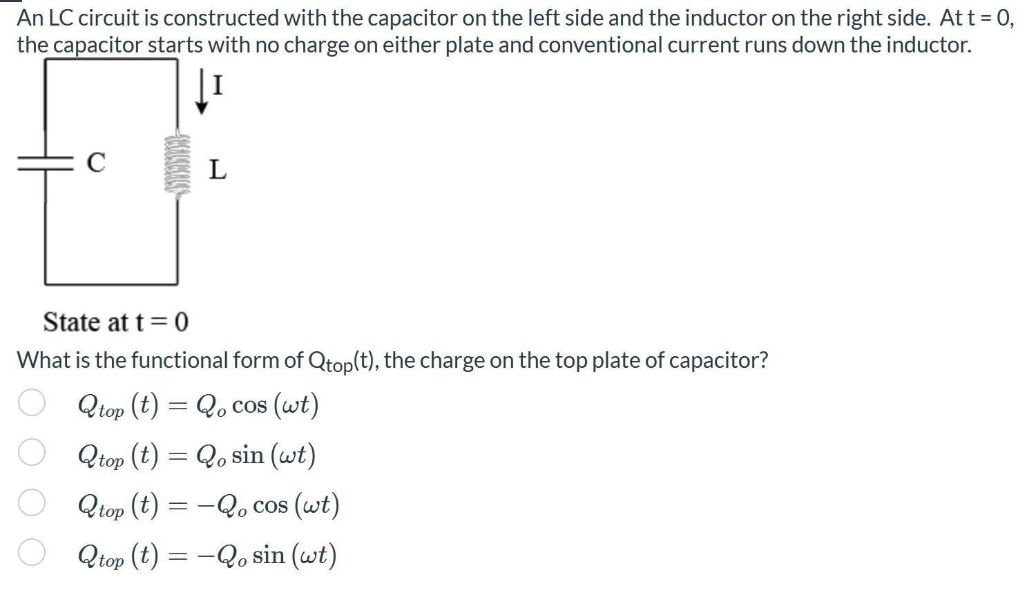 [Solved]: An LC circuit is constructed with the capacitor