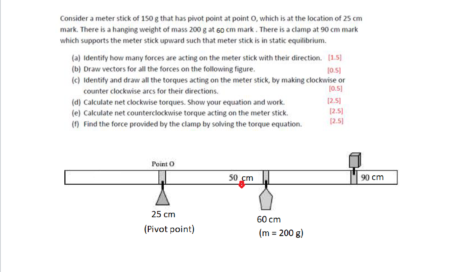 Solved Consider a meter stick of 150g ﻿that has pivot point | Chegg.com