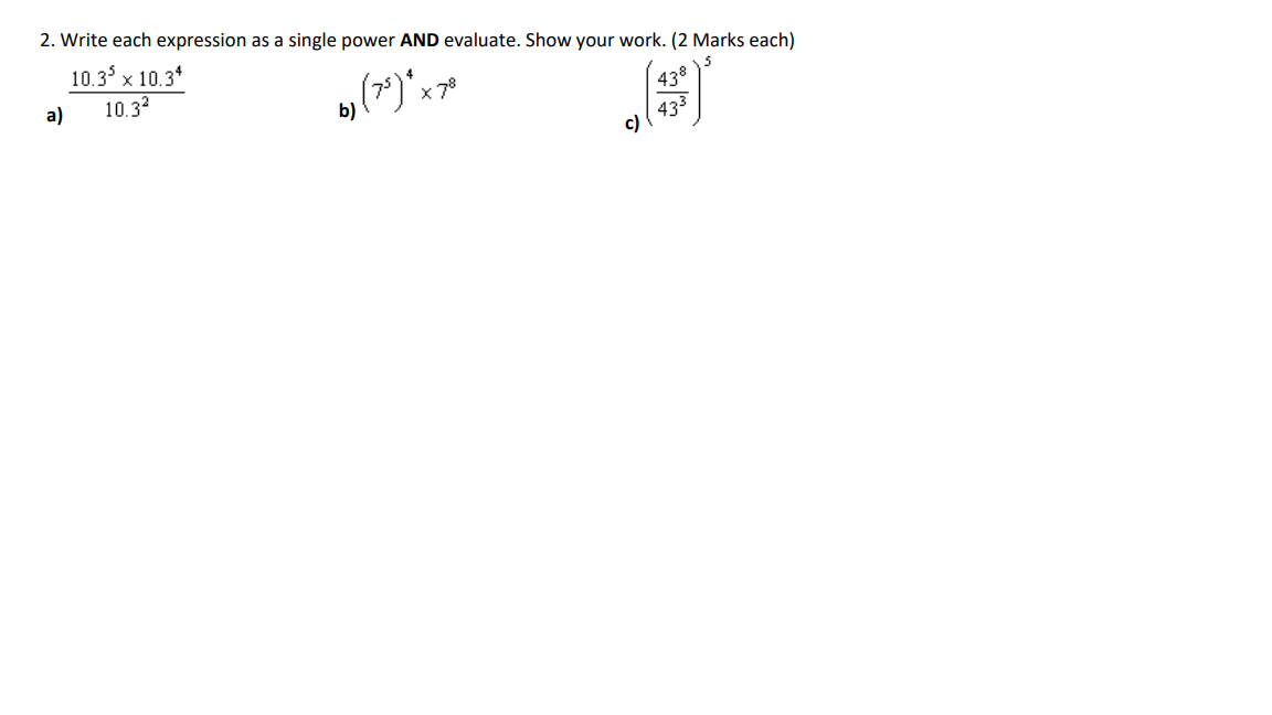 Solved s 2. Write each expression as a single power AND | Chegg.com