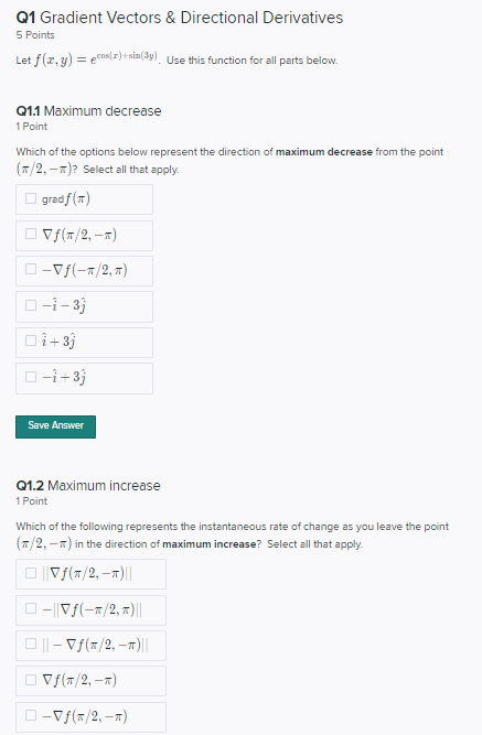 Solved Q1 Gradient Vectors \& Directional Derivatives 5 | Chegg.com