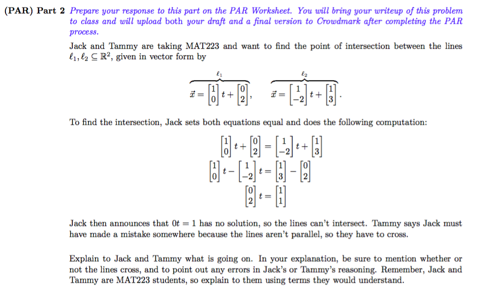 Solved (PAR) Part 2 Prepare your response to this part on | Chegg.com
