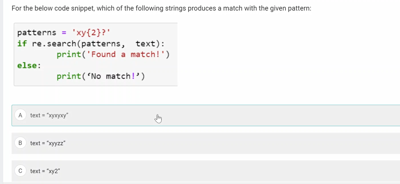 Solved For the below code snippet, which of the following | Chegg.com