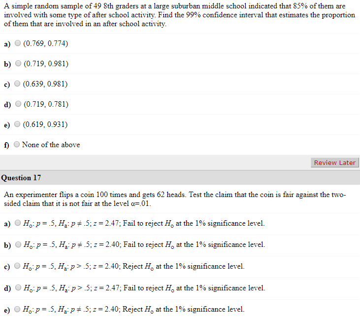 Solved A simple random sample of 49 8th graders at a large | Chegg.com
