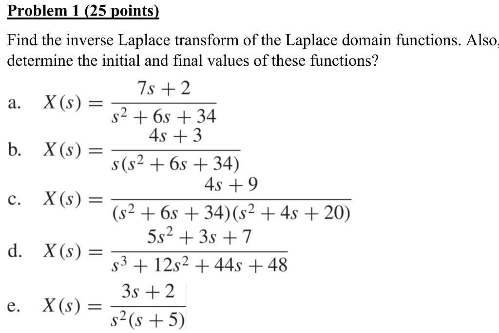 Solved Find the inverse Laplace transform of the Laplace | Chegg.com