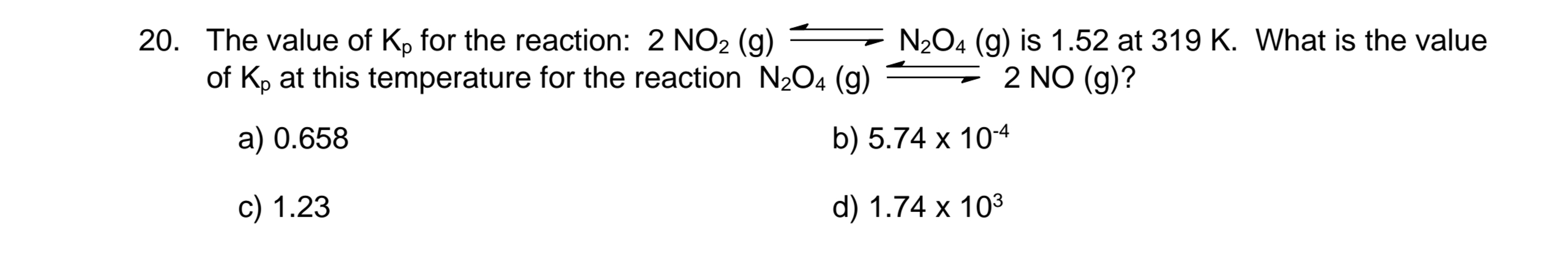 Solved The value of Kp ﻿for the reaction: | Chegg.com