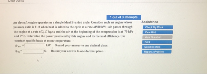 Solved 10100 polnts 1 out of 3 attempts An aircraft engine | Chegg.com