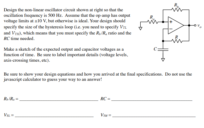 Solved Design the non-linear oscillator circuit shown at | Chegg.com