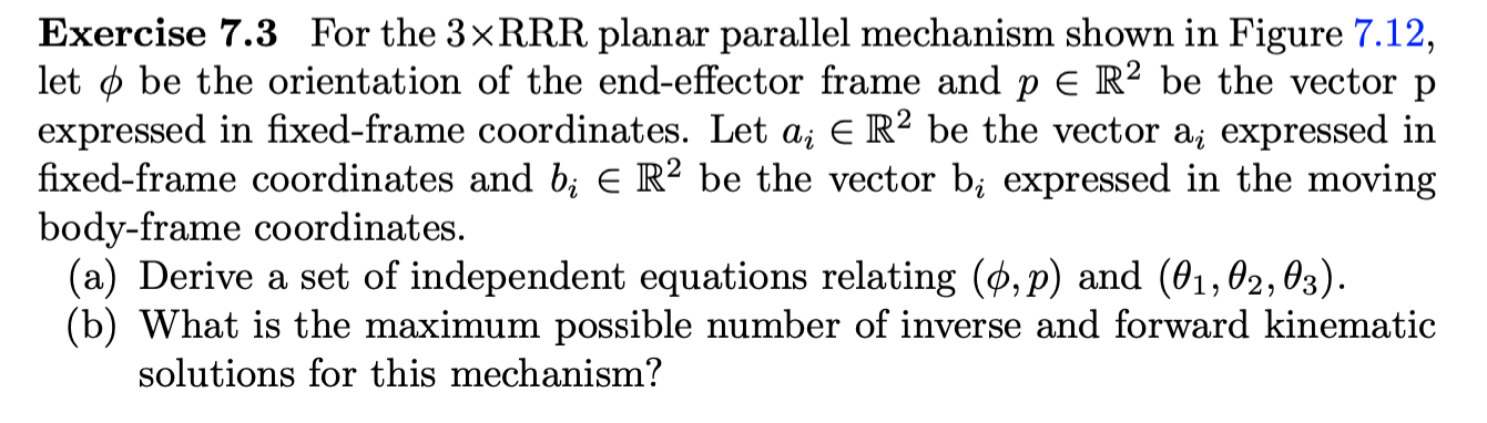 Solved For the 3×RRR planar parallel mechanism shown in | Chegg.com