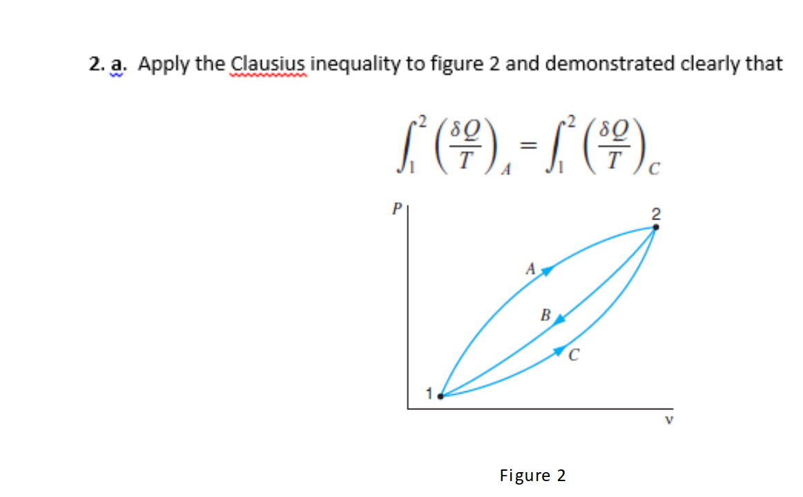 Solved 2. a. Apply the Clausius inequality to figure 2 and | Chegg.com