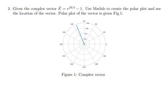 Solved 2. Given the complex vector Ê = 3!1/4 – 1. Use Matlab | Chegg.com