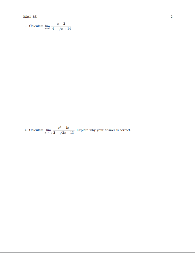 Solved Math 151 Math 151 - Written Homework 2 Name: 1. List | Chegg.com