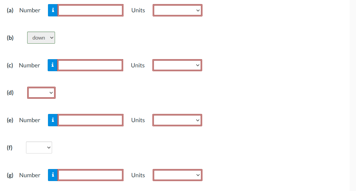 Solved (a) Number Units (b) (c) Number Units (d) (e) Number | Chegg.com