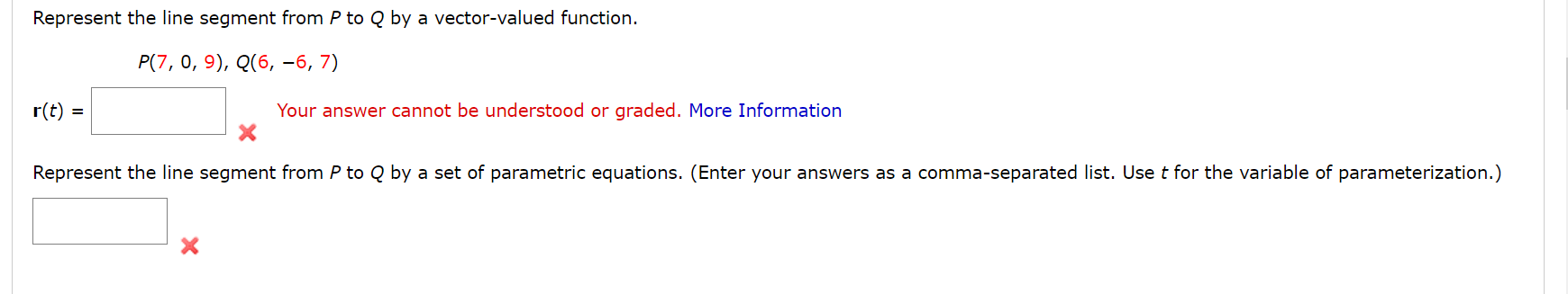 Solved Represent the line segment from P to Q by a | Chegg.com