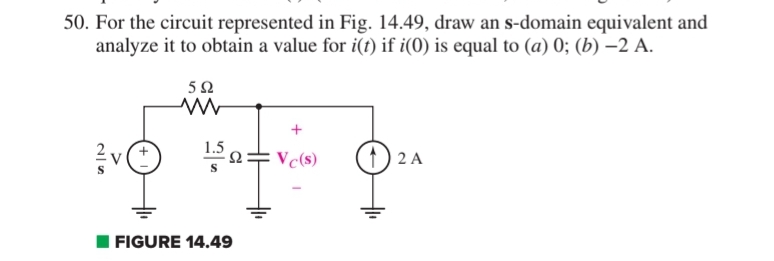 Solved 50. For the circuit represented in Fig. 14.49, draw | Chegg.com