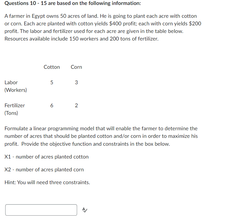 Solved Questions 10 - 15 are based on the following | Chegg.com