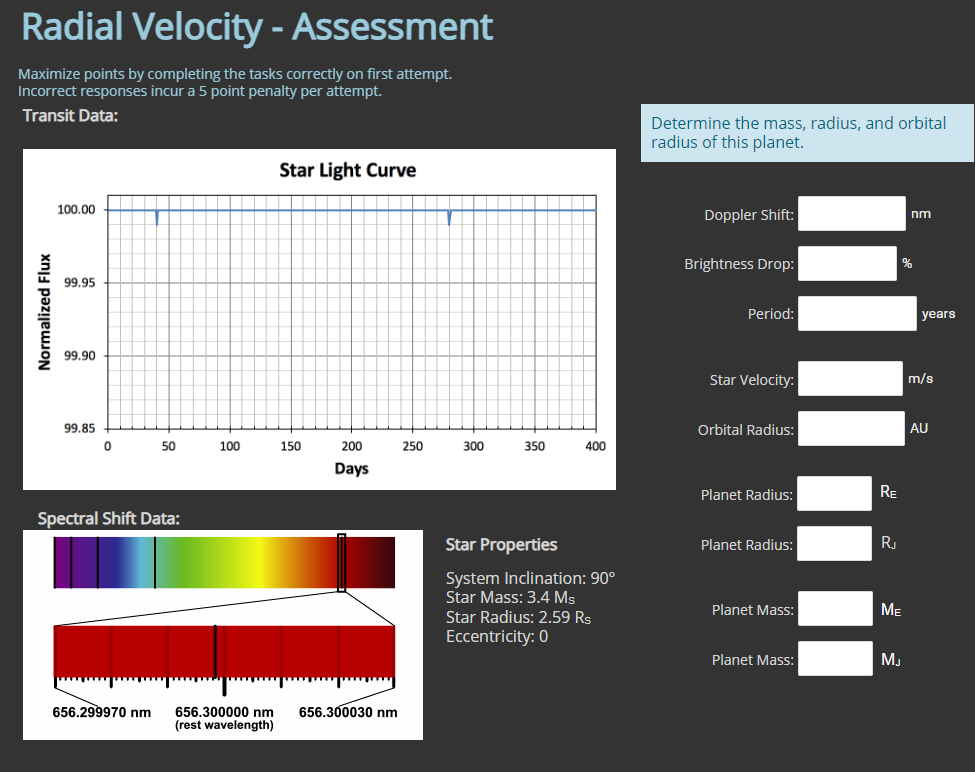 Solved Radial Velocity - Assessment Maximize points by | Chegg.com