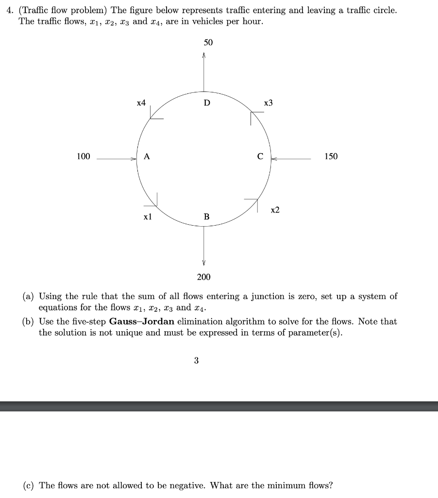 Solved 4. (Traffic flow problem. The figure below represents | Chegg.com