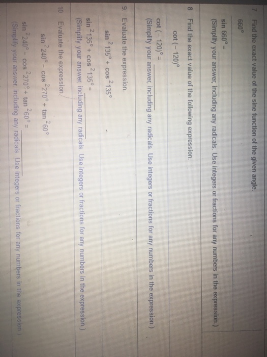 Solved Find the exact value of the sine function of the | Chegg.com