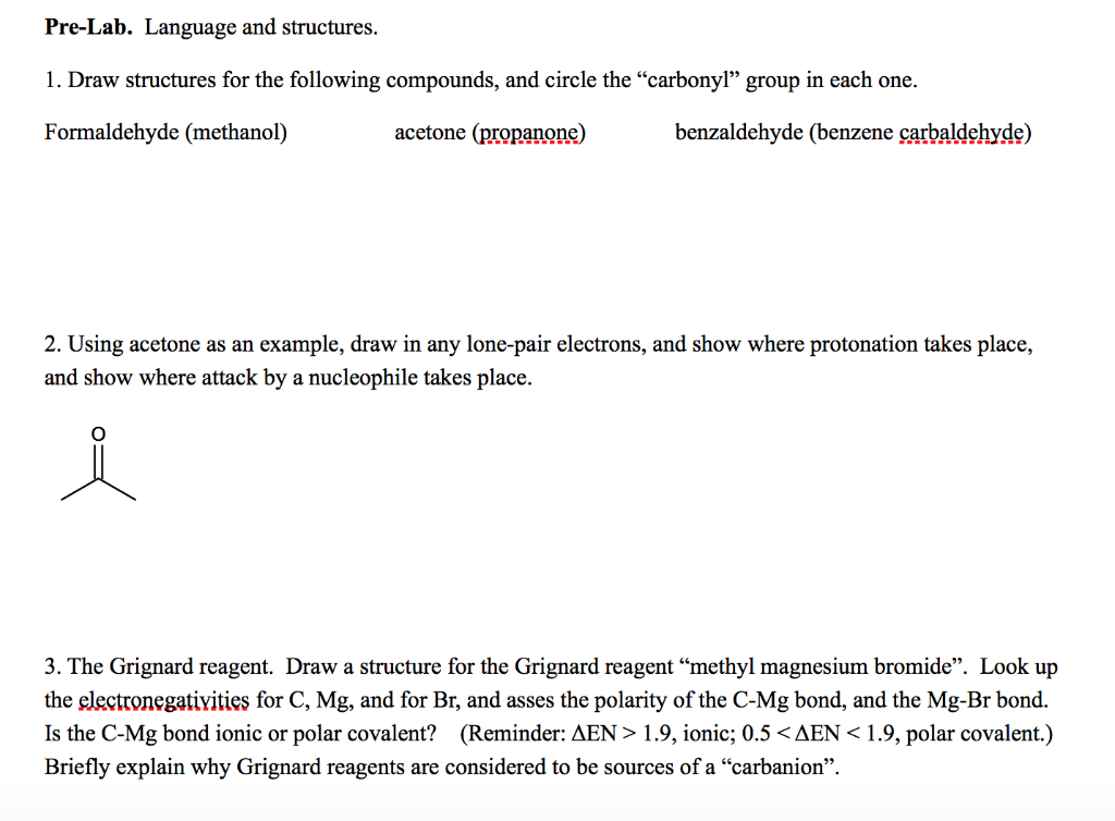 Solved Pre-Lab. Language and structures. 1. Draw structures | Chegg.com