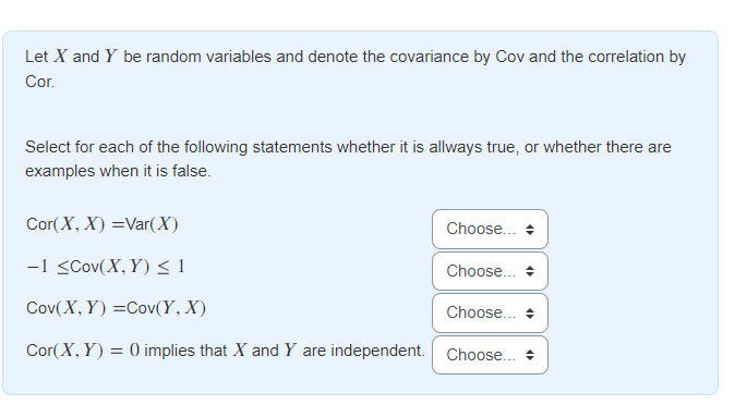Solved Let X and Y be random variables and denote the | Chegg.com