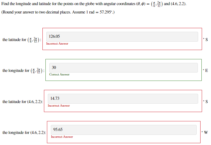 Solved Find the longitude and latitude for the points on the | Chegg.com