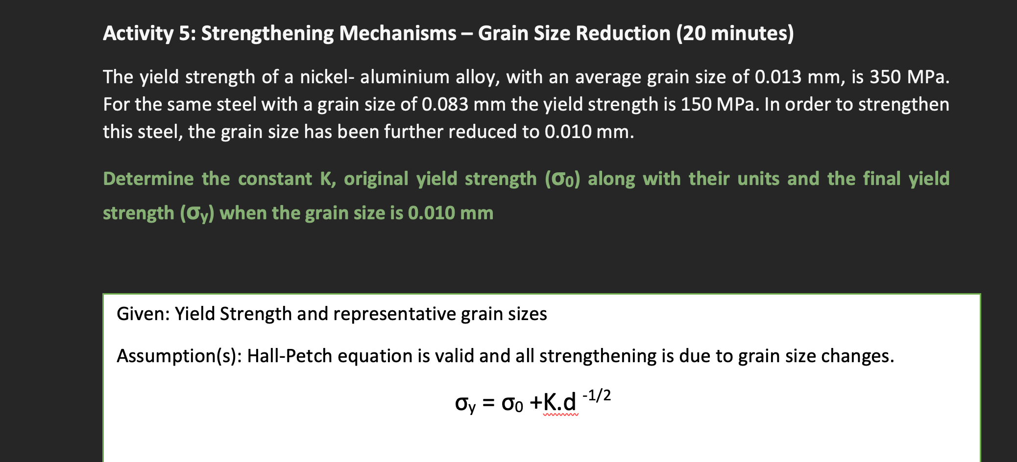 Solved Activity 5: Strengthening Mechanisms - Grain Size | Chegg.com