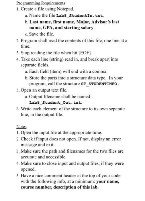 Solved 1. Create a file using Notepad. a. Name the file Lab8 | Chegg.com