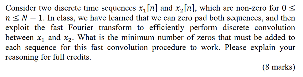 Solved Consider two discrete time sequences x1[n] and x2[n], | Chegg.com