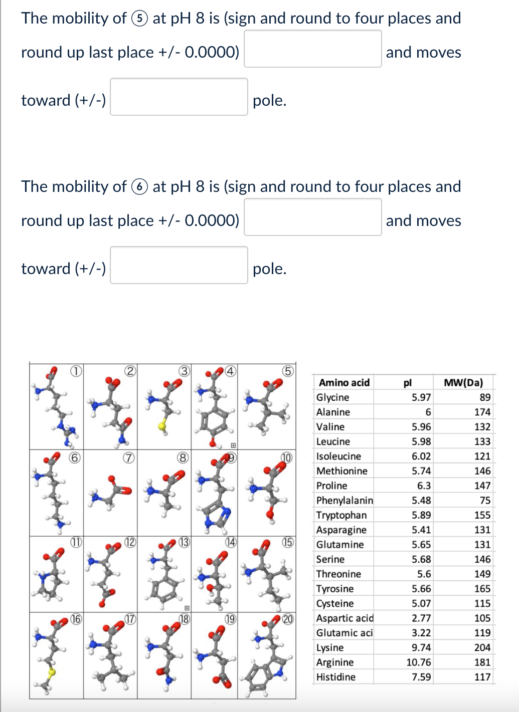 The mobility of (5) ﻿at pH8 ﻿is (sign and round to | Chegg.com