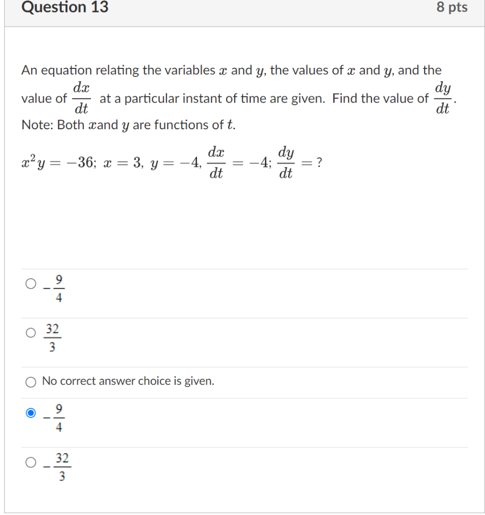 Solved An equation relating the variables x and y, the | Chegg.com