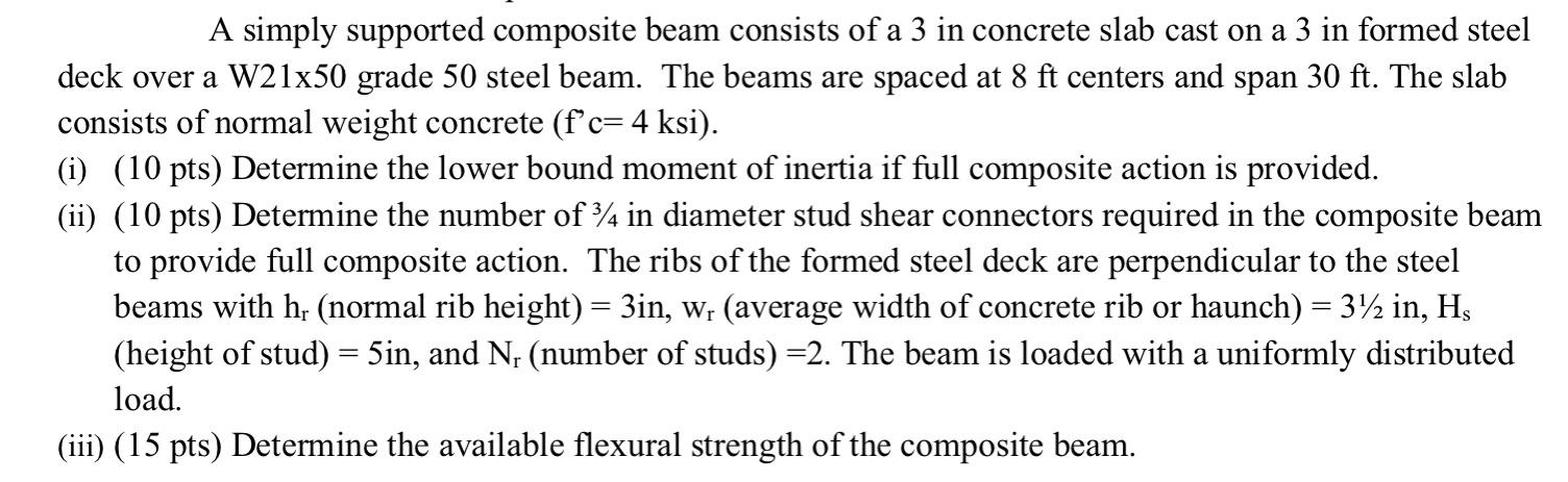 Solved A simply supported composite beam consists of a 3 in | Chegg.com