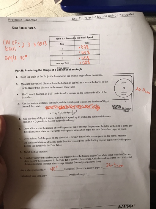 Projectile Launcher Exp. 2: Projectile Motion Using | Chegg.com