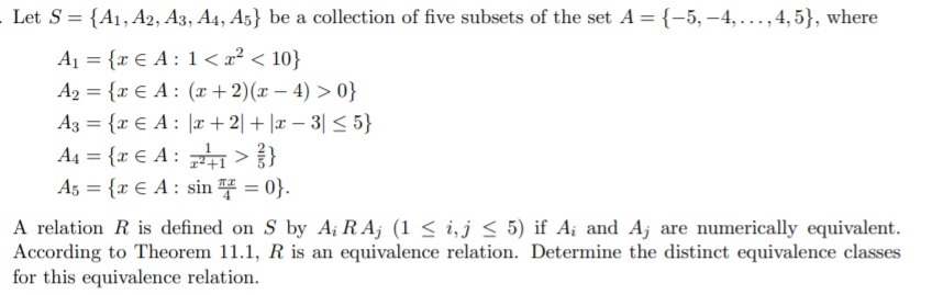 Solved - Let S = {A1, A2, A3, A4, A5} be a collection of | Chegg.com