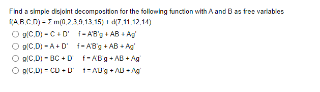Solved Find a simple disjoint decomposition for the | Chegg.com