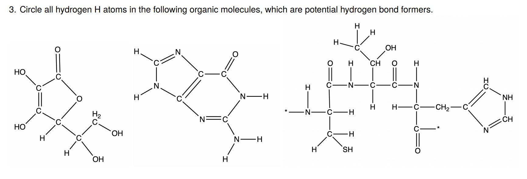 Solved 3. Circle all hydrogen H atoms in the following | Chegg.com