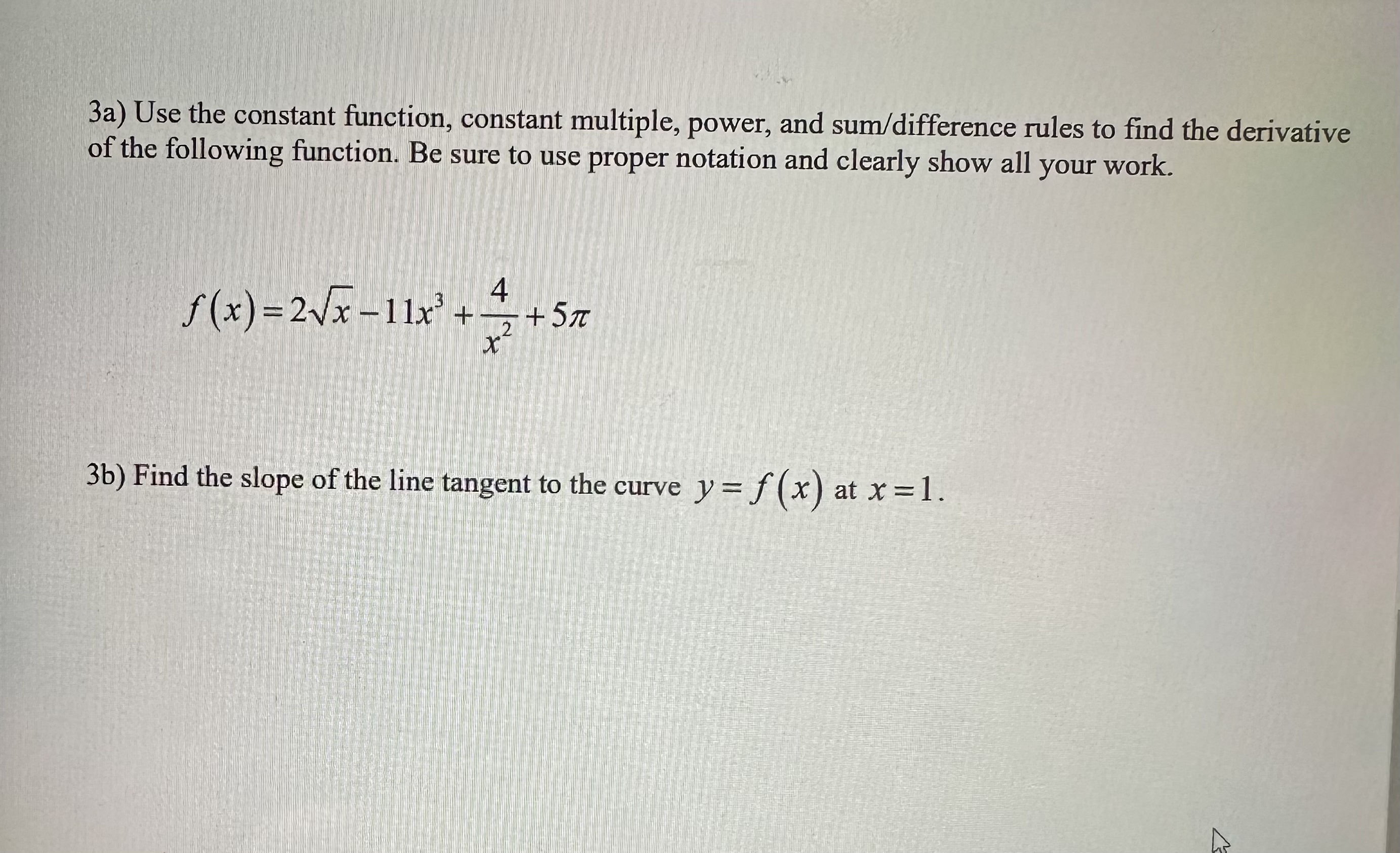 Solved 3a) Use the constant function, constant multiple, | Chegg.com