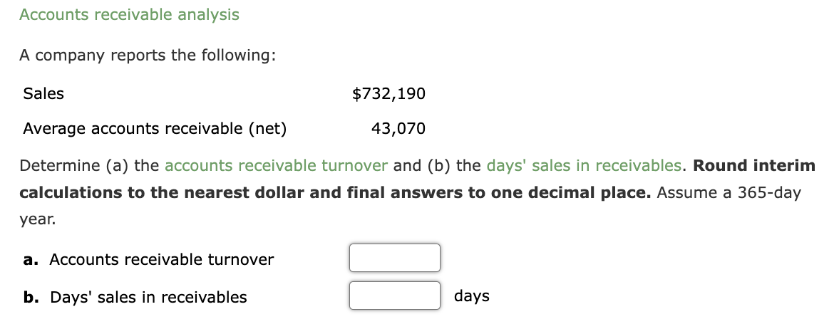 Solved Accounts receivable analysisA company reports the | Chegg.com